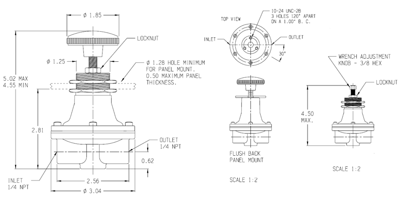 GH10 Series (Brass) Manual Loading Regulator | Conoflow